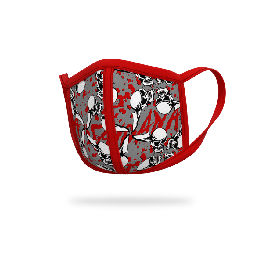 Red Flying Skulls 2-Layer Face Mask - Red-Gray | 2-Layer Face Masks ...