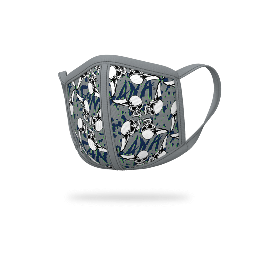 Flying Skulls 2-Layer Face Mask - Gray-Blue-Green | 2-Layer Face Masks ...